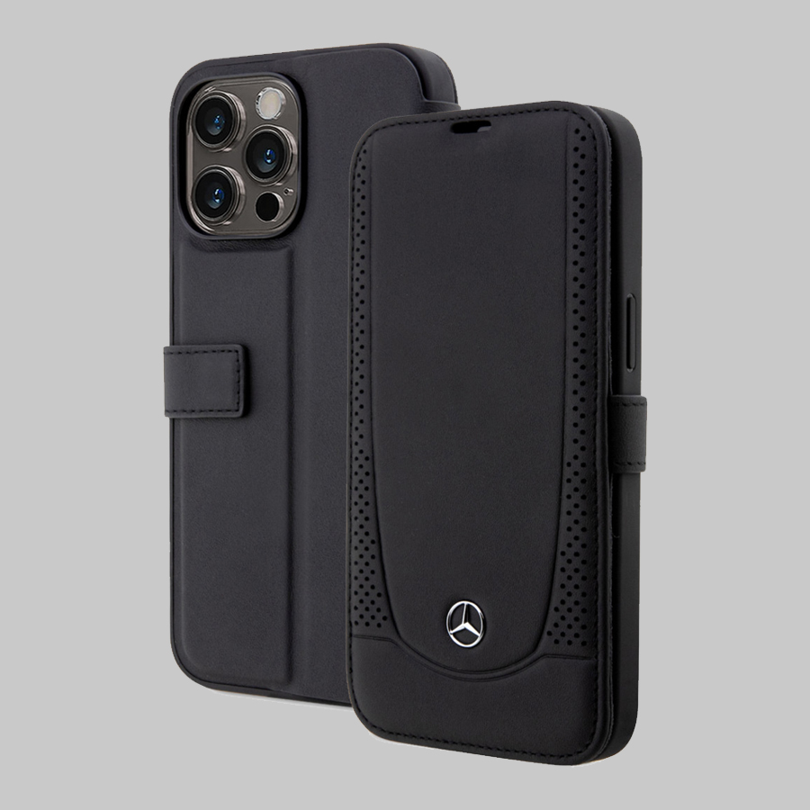 MERCEDES - IPHONE 14 PRO MAX GENUINE LEATHER BOOKTYPE CASE BLACK – Gp ...
