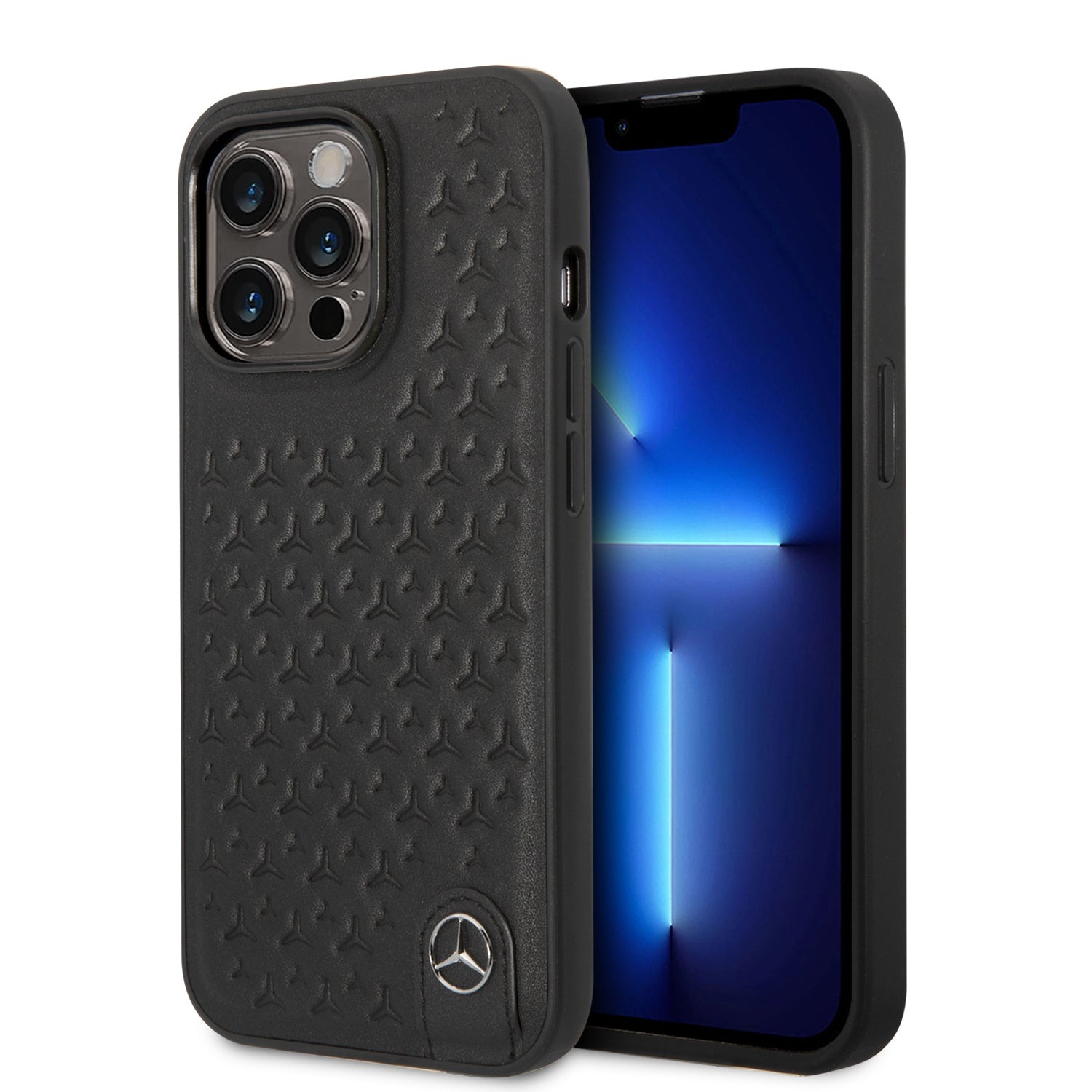 IPHONE 14 - LEATHER BLACK STAR PATTERN - MERCEDES-BENZ – Gp Store Latam